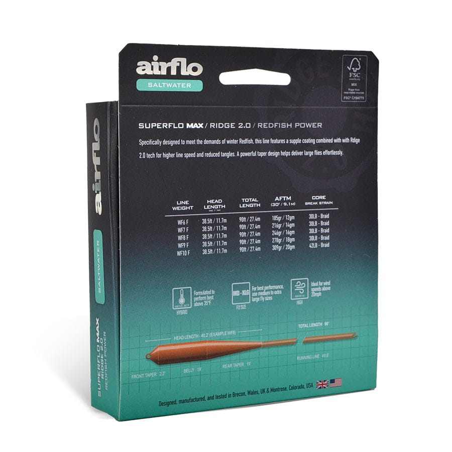 Airflo Superflo Max Ridge 2.0 Redfish Power Taper Saltwater Fly Line ...
