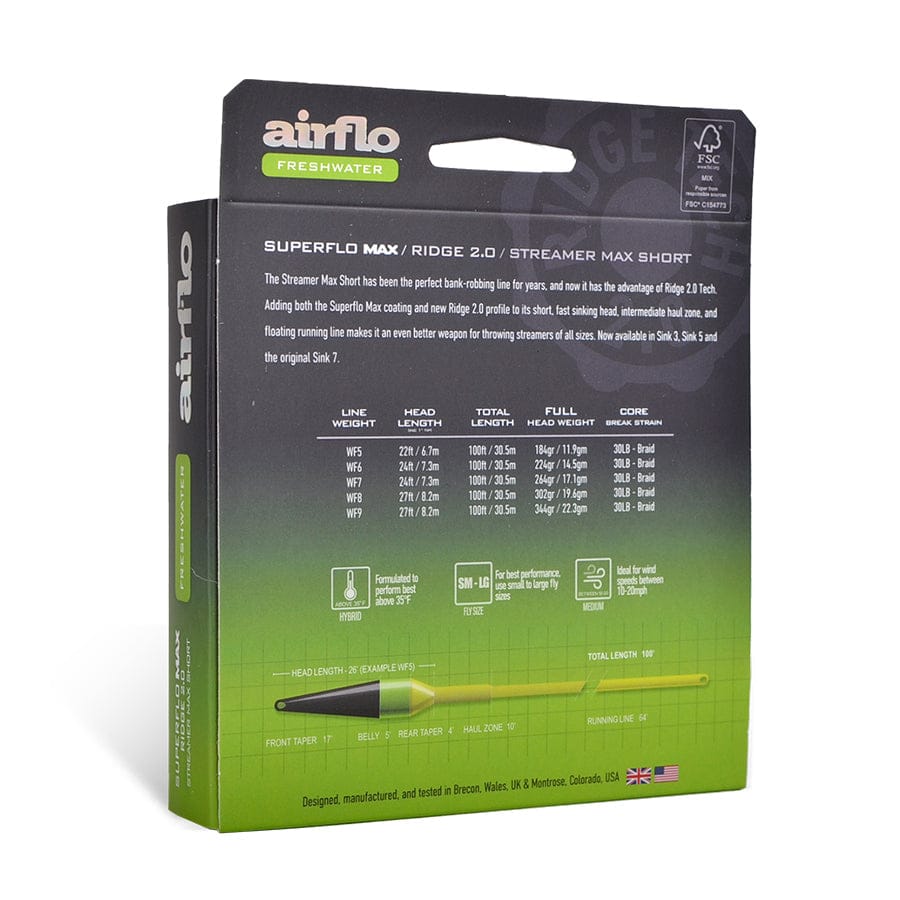 Airflo Superflo Max Ridge 2.0 Streamer Max Short Sinking Fly Line ...