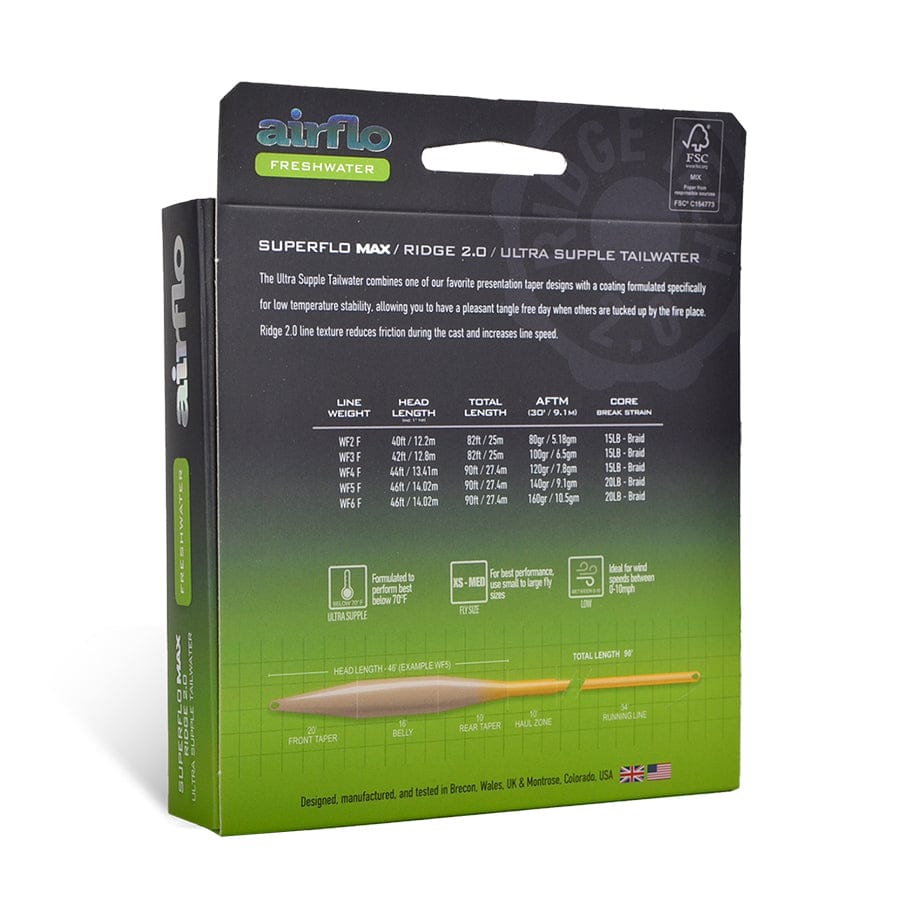 Airflo Superflo Max Ridge 2.0 Ultra Supple Tailwater Taper Fly Line ...