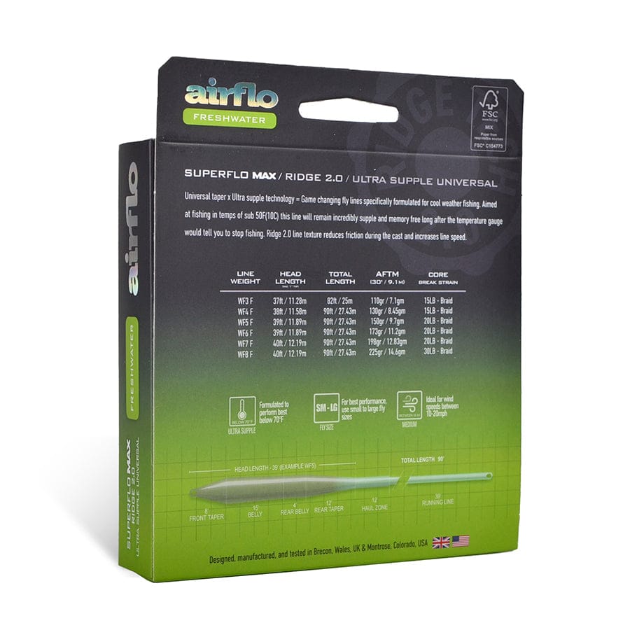 Airflo Superflo Max Ridge 2.0 Ultra Supple Universal Taper Fly Line ...